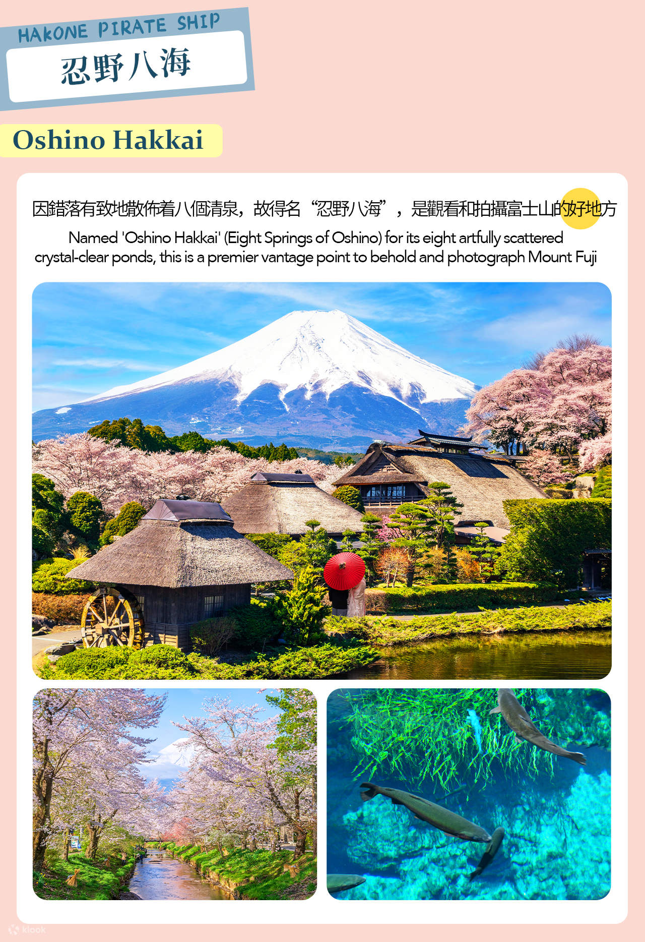Mount Fuji, Lake Yamanaka, Oshino Hakkai, Hakone, Lake Ashi Pirate Ship ...